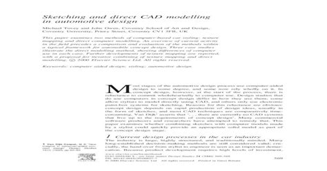 Pdf Sketching And Direct Cad Modelling In Automotive Designarahimcad