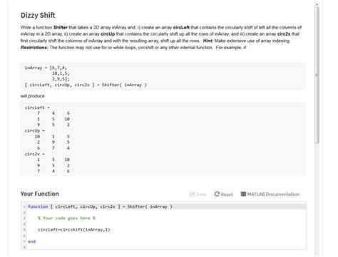 Solved This Is Matlab We Need To Do Circular Shifts Of The