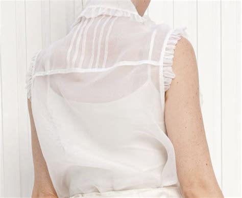 Organza Top White Natural Organza Top With Crystal Button Dresses From