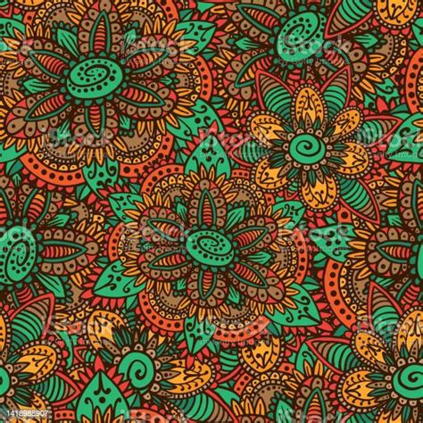 녹색 배경에 보호 Mehndi 장식품 Henna Mehndi 환각적인 부족 패튼 배경에 대한 인쇄 디자인 섬유 직물 벡터 일러스트 레이 션 스톡 일러스트레이션 0명에 대한