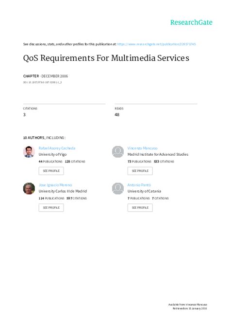 Pdf Qos Requirements For Multimedia Services