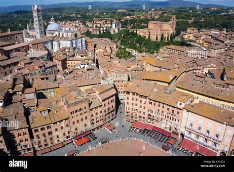 View Of Duomo From Torre Del Mangia Piazza Del Campo Unesco World Heritage Site Siena