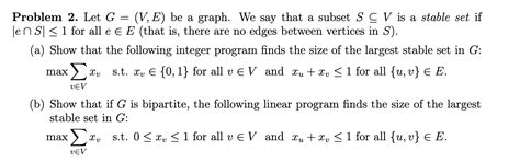 solved problem 2 let g v e be a graph we say that a