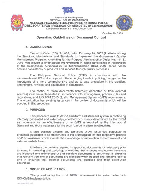 Operating Guidelines On Document Control Pdf