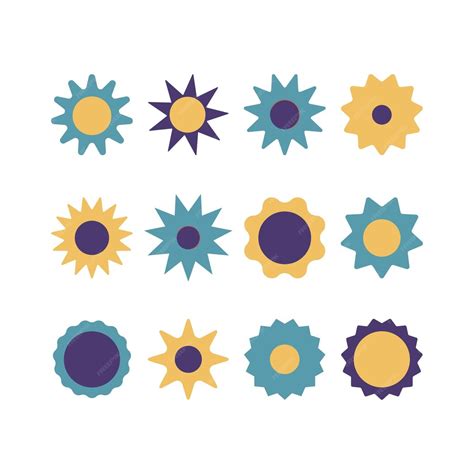 평면 벡터 히피 보헤미안 그림 손으로 그린 복고풍 그루비 요소 꽃과 꽃 프리미엄 벡터