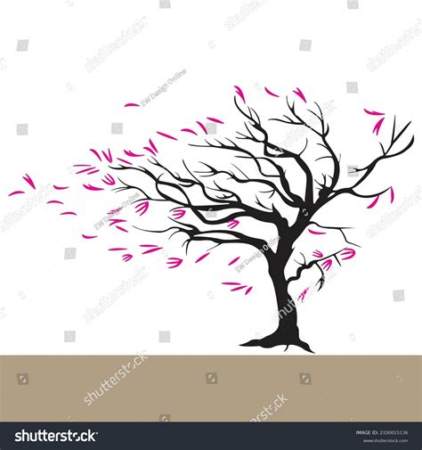 Wind Tree Windy Weather Vector Illustration Stock Vector Royalty Free 2100015136 Shutterstock
