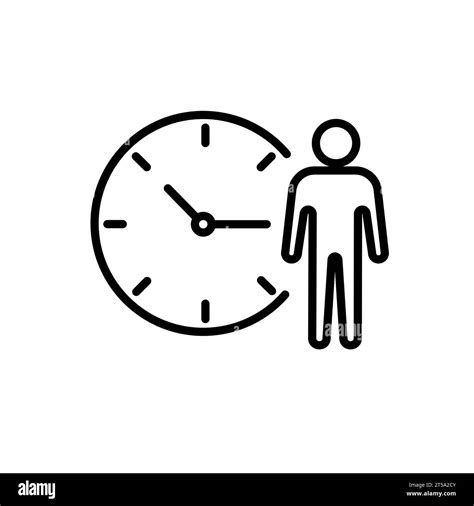 Man Waiting Icon Clock Sign Outline Vector Illustration Stock Vector