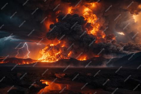Premium Photo Fiery Shots Of The Active Lava Flow And Volcanos On The