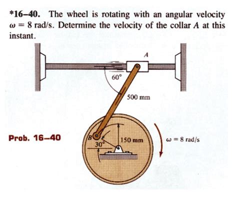 16 40 The Wheel Is Rotating With An Angular Velocity W 8 Rads Determine The Velocity Of The