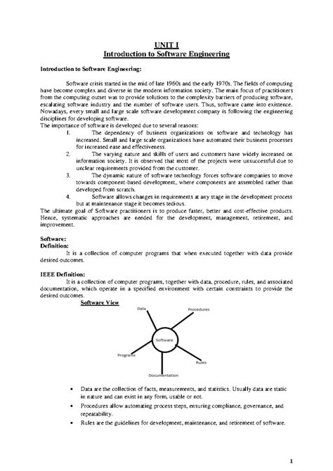 Se Knsc Unit 1 Computer Basics Unit I Introduction To Software Engineering Introduction To
