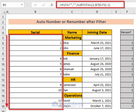 How To Auto Number Or Renumber After Filter In Excel 7 Easy Ways