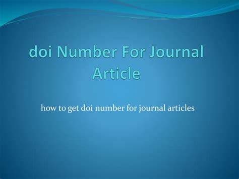 How To Get Doi Number For Journal Articles Pptx