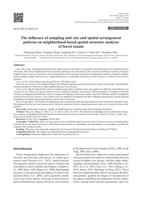 Pdf The Influence Of Sampling Unit Size And Spatial Arrangement Patterns On Neighborhood Based
