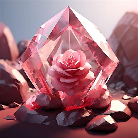 Rose Encased In Crystal Premium Ai Generated Image