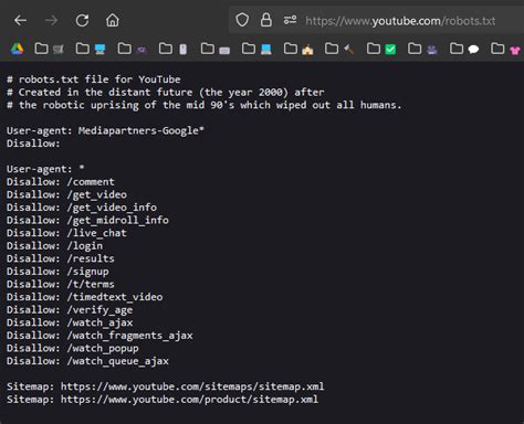 youtube s robots txt a file used by search engines on websites has a