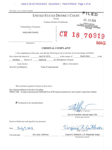 Usa V Xiaolang Zhang Pdf Complaint Common Law