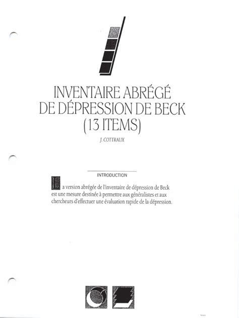 Depression Inventaire Depression Beck Pdf