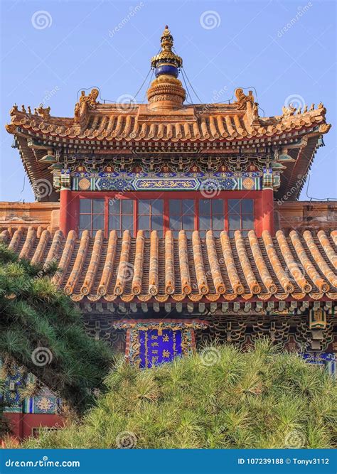 Wealthy Ornamented Pavilion At Yonghe Lamasery Also Known As The Lama Temple Beijing China