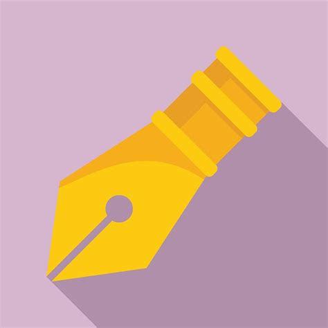 Gold Nib Icon Flat Vector Ink Tool 15107648 Vector Art At Vecteezy