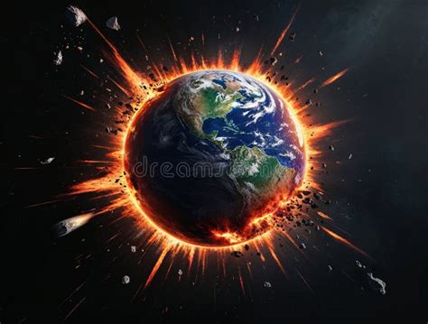 Epic And Dramatic Visualization Of Planet Earth Exploding In Space