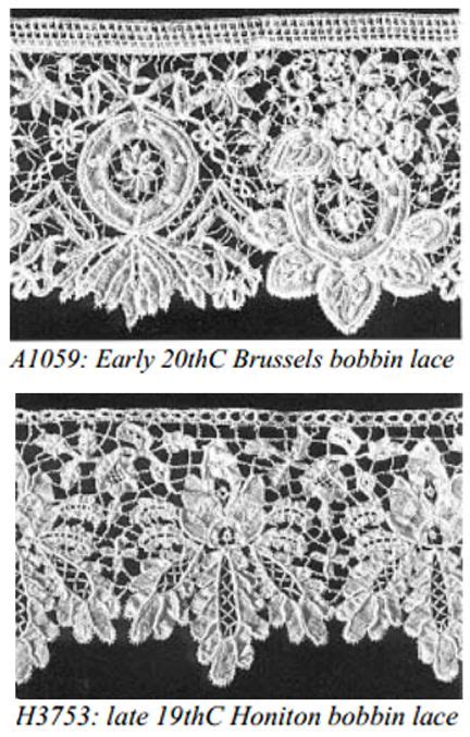 Different Types Of Bobbin Lace With Flowers And Leaves