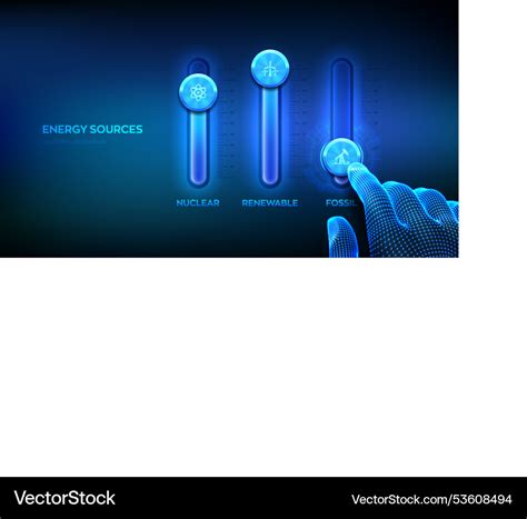 Energy Sources Control Panel For Fossil Fuel Vector Image