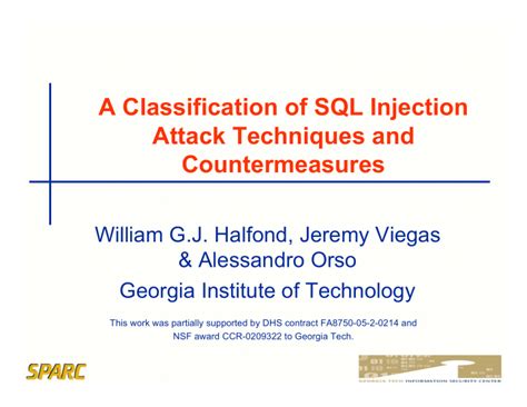 [ppt] A Classification Of Sql Injection Attack Techniques And