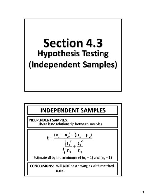 4 3 Hypothesis Testing Independent Samples Solutions 1 Section 4 Hypothesis Testing