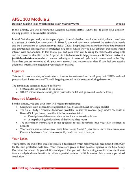 APSC M W S WDM Studio V Babe APSC Module Decision Making Tool Weighted
