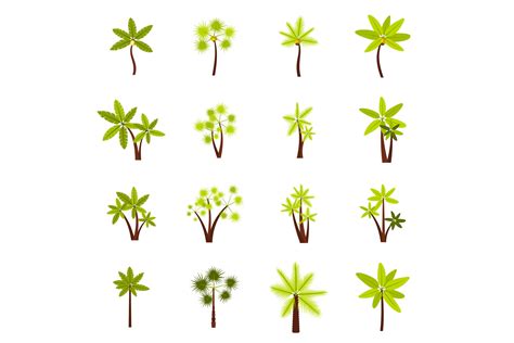Tree Icons Set Flat Style Graphic By Ylivdesign Creative Fabrica