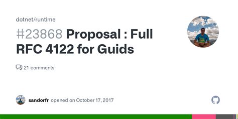 Proposal Full Rfc 4122 For Guids · Issue 23868 · Dotnetruntime · Github