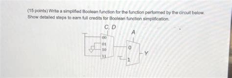 Solved 15 Points Write A Simplified Boolean Function For