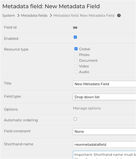 Creating And Deleting Metadata Fields Resourcespace