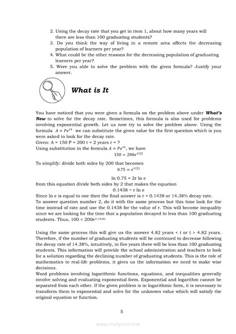 General Mathematics Module 27 Intercepts Zeroes And Asymptotes Of Logarithmic Functions Shs