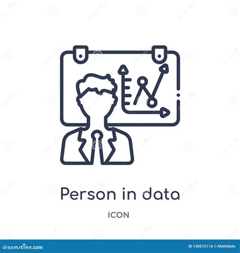 Linear Person In Data Analytics Presentation With A Graphic On A Screen Icon From Business