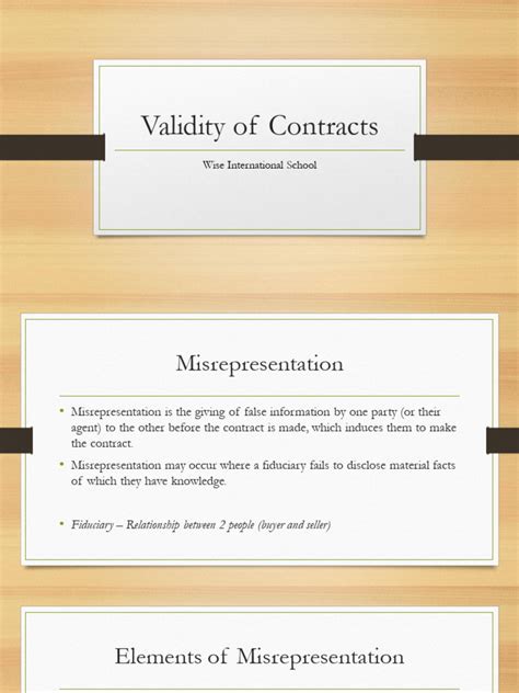 Validity Of Contracts Pdf Misrepresentation Breach Of Contract