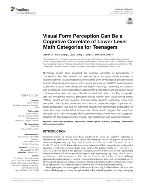 Pdf Visual Form Perception Can Be A Cognitive Correlate Of Lower