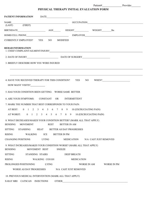 Physical Therapy Initial Evaluation Template