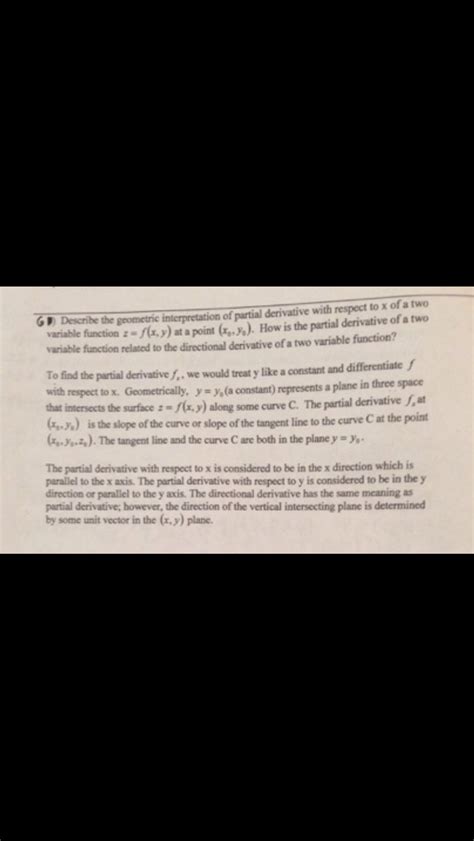 Solved Describe The Geometric Interpretation Of Partial