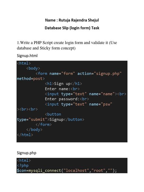 Database Login Form Task Rutuja Shejul Pdf Data Management Software