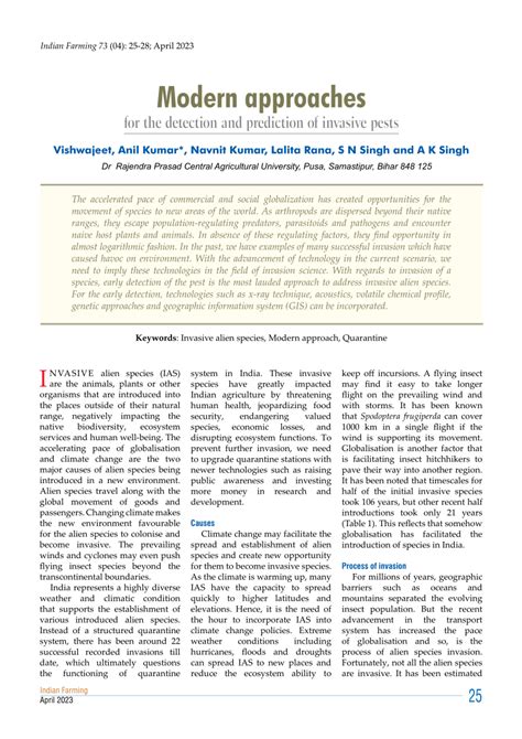 Pdf Modern Approaches For The Detection And Prediction Of Invasive Pests
