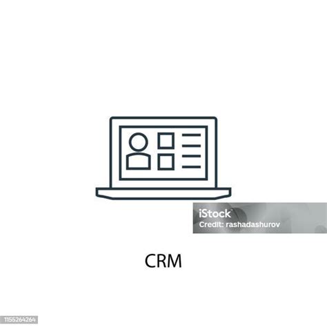Crm 개념 라인 아이콘입니다 간단한 요소 그림입니다 Crm 개념 개요 기호 디자인입니다 웹 및 모바일 Ui Ux에 사용할 수