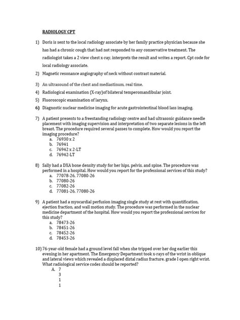 Cpt Radiology Questions Pdf Radiology Medical Ultrasound