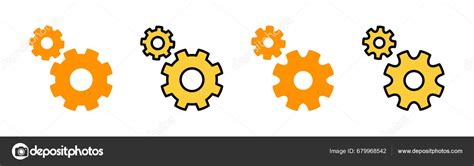 Setting Icon Set Web Mobile App Cog Settings Sign Symbol Stock Vector