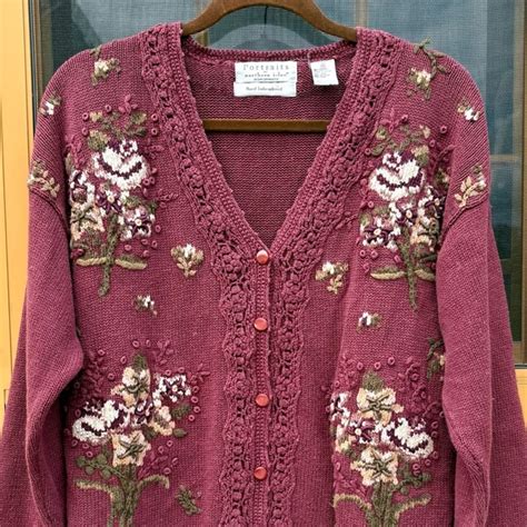 Portraits By Northern Isles Sweaters Vintage Rose Plum Floral