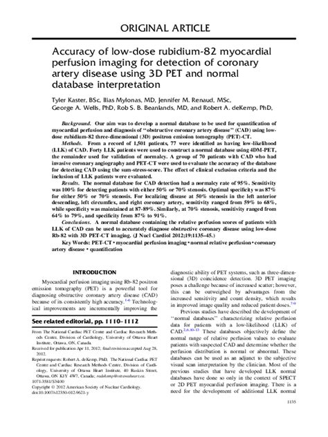 Pdf Accuracy Of Low Dose Rubidium 82 Myocardial Perfusion Imaging For Detection Of Cad Using