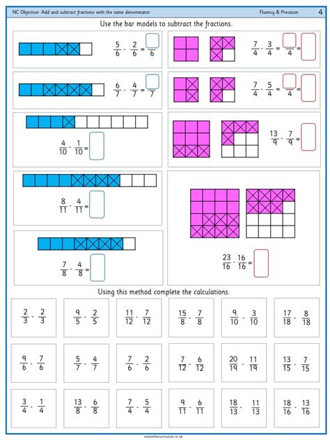 Add And Subtract Fractions With The Same Denominator 1 Master The Curriculum