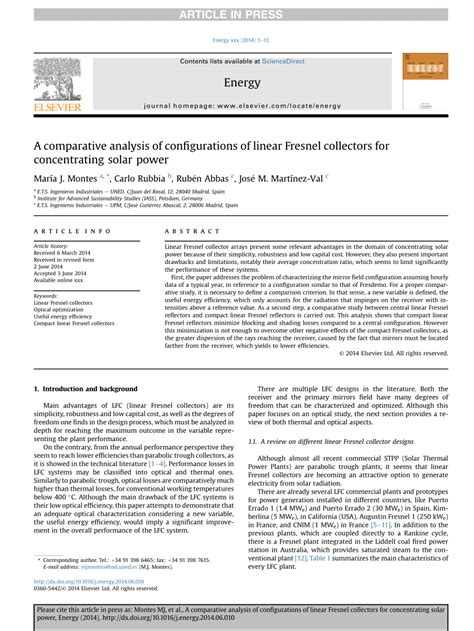 Pdf A Comparative Analysis Of Configurations Of Linear Fresnel Collectors For Concentrating
