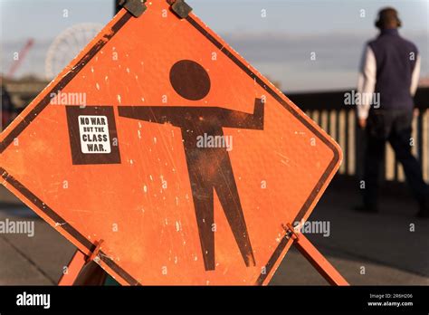 Seattle Usa 30th May 2023 Class War Sticker On A Construction Sign