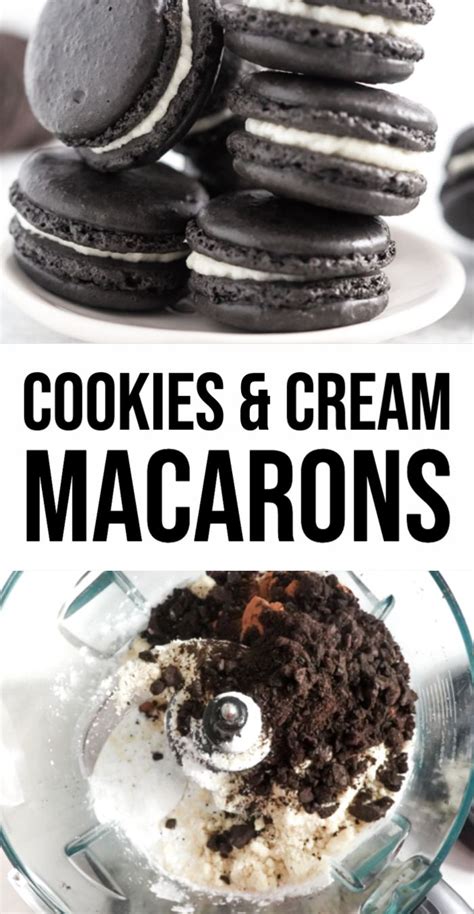 Cookies And Cream Macarons Macaron Recipe Cookie Bar Recipes Macaron Flavors